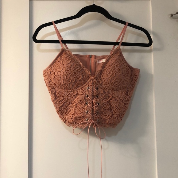 ROMWE | Tops | Romwe Lace Laceup Cropped Tank Top | Poshmark